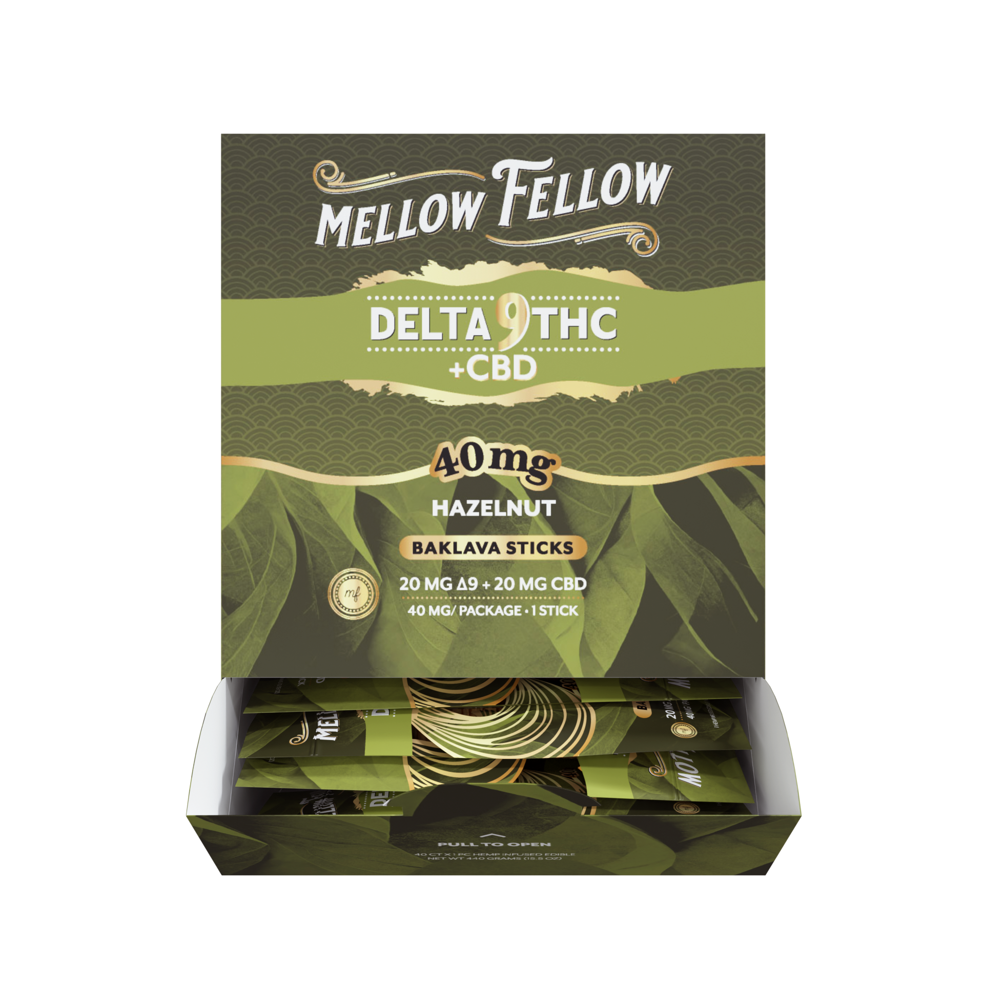 Mellow Fellow Baklava Sticks 1pc Edibles 40mg Delta-9 + CBD Hazelnut ...