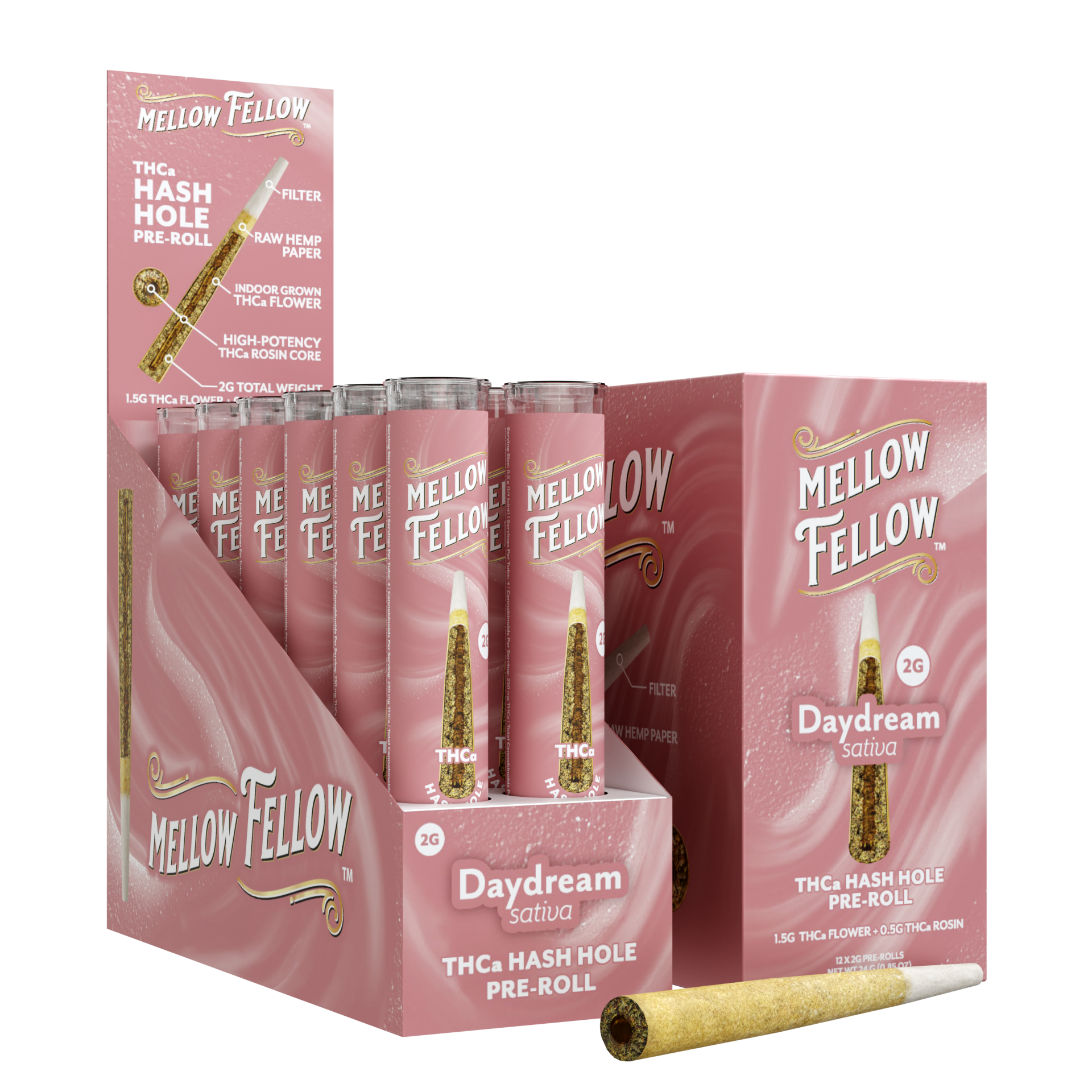 Mellow Fellow Hash Holes Pre-rolls 2g THCa Daydream (Sativa) 12ct ...